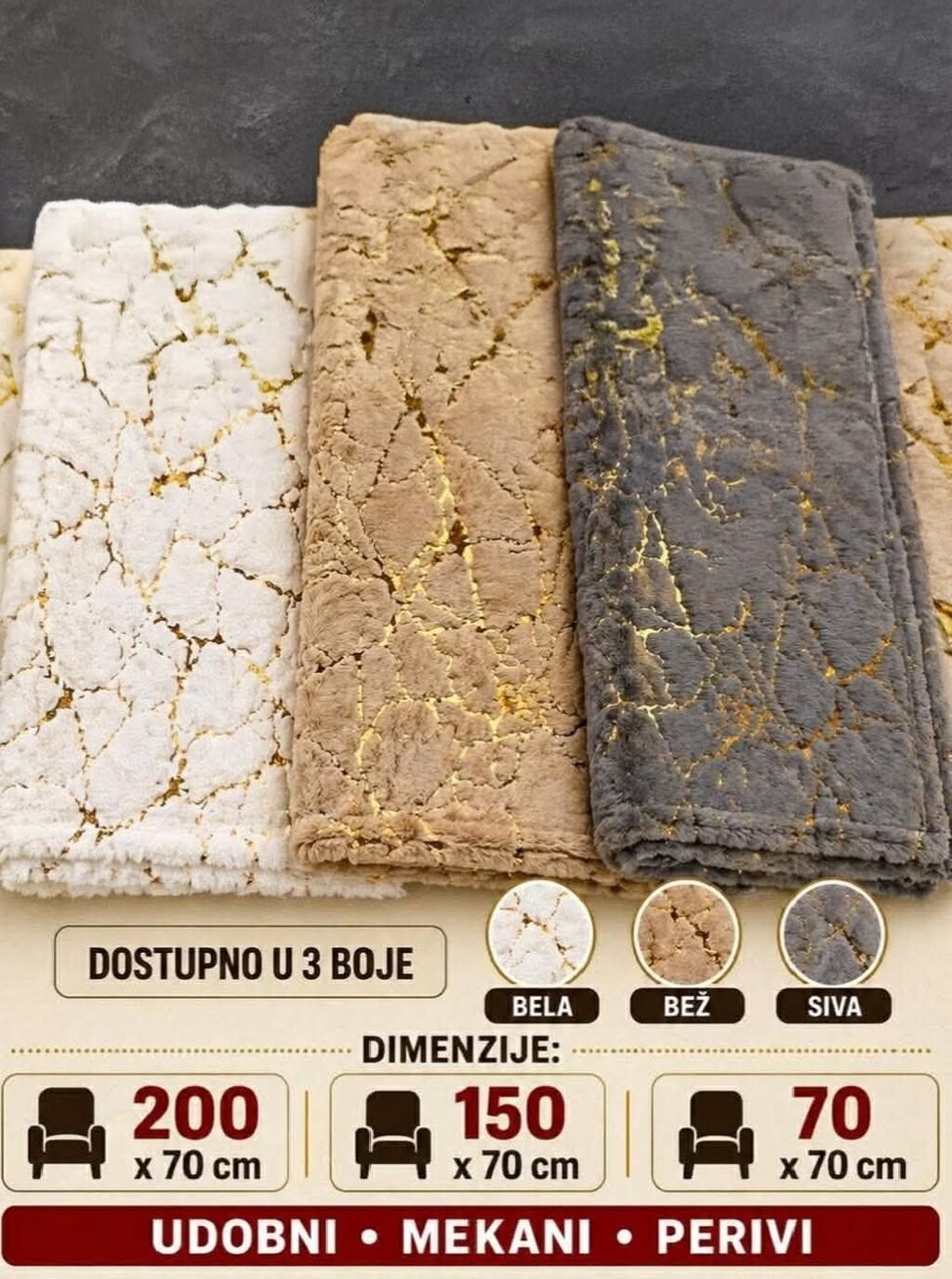 04. AKCIJA! GOLD FLEKERI CEO SET 3700 DINARA Boje: bela, bež, siva