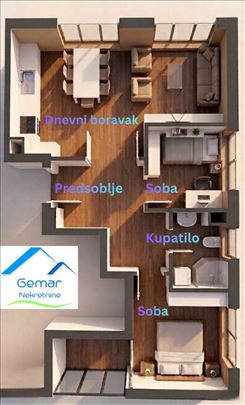 Trosoban stan. Kvalitetna novogradnja u izgradnji