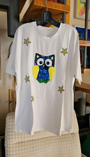 M&V owl sequins nova oversize pamučna majica