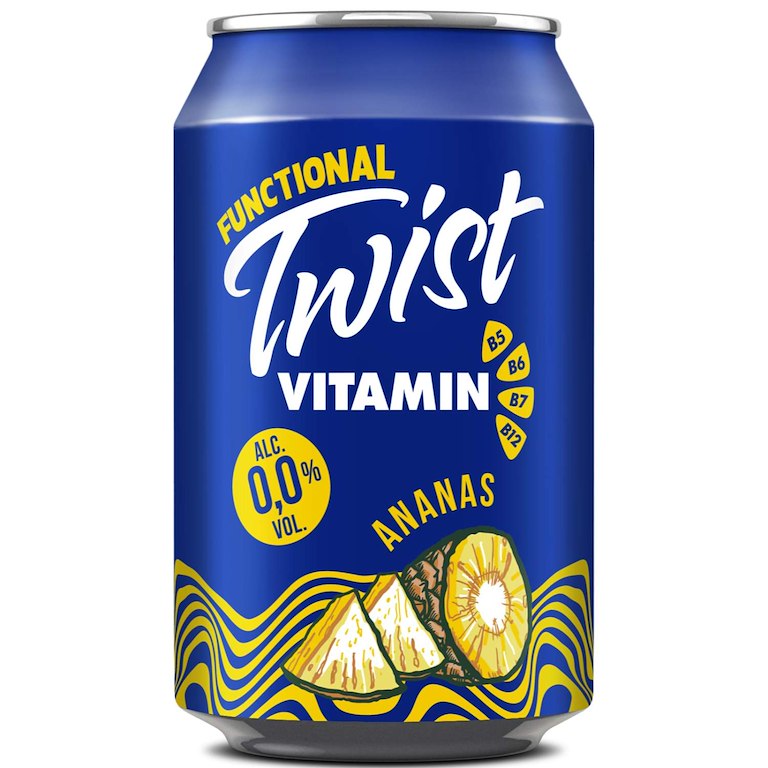 Pivo radler twist ananas 0% mv 0,33l can