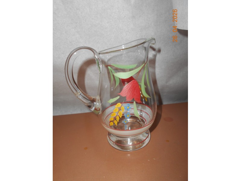 Starinski bokal rucno bojen iz Juge visine 13cm