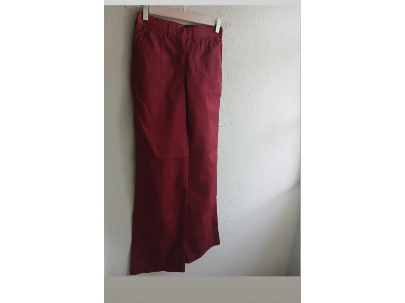 Elegantne bordo pantalone širokih nogavica S veličina