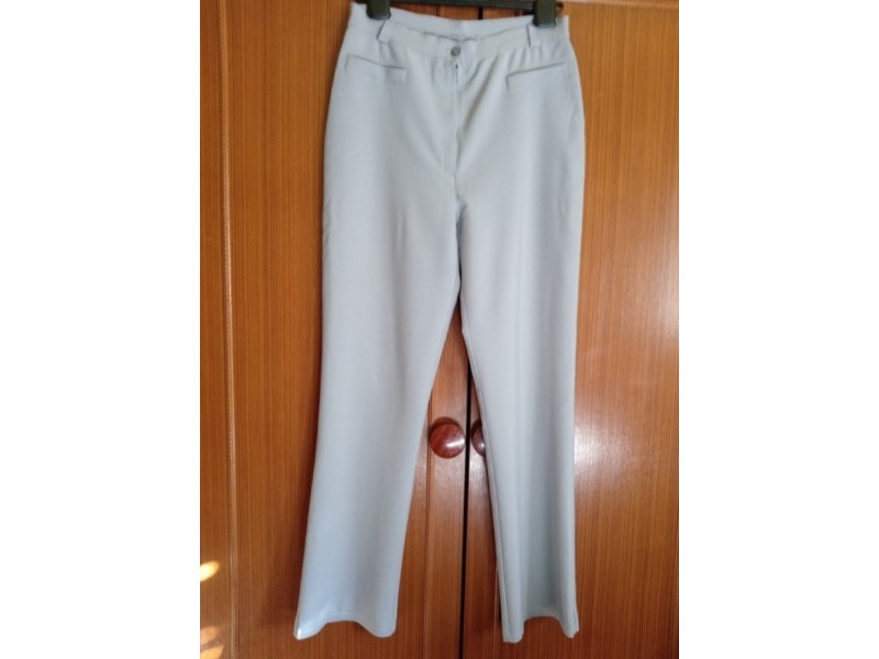 Elegantne sive ženske pantalone - Visok struk-Vel. S