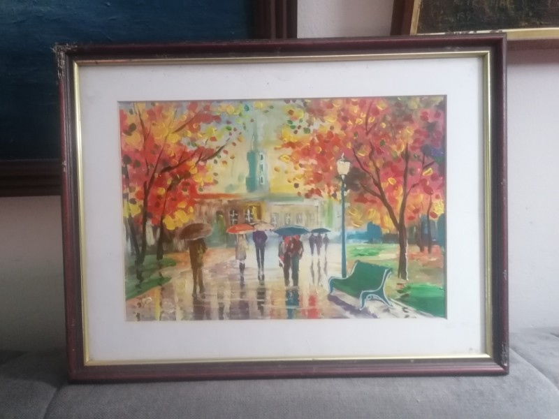 Uljana slika na papiru -VEČERNJI SUMRAK. L. Afremov
