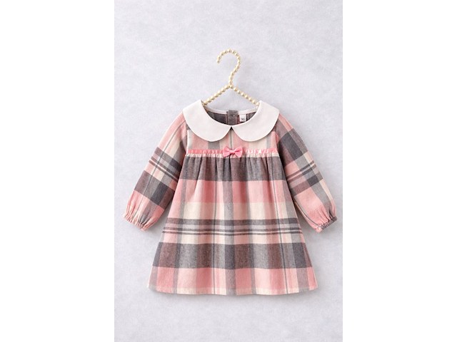 Haljinica za bebe devojcice karirana Roze 12-18m NOVO