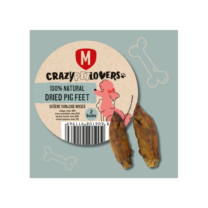 Crazy Pet Lovers: Sušene svinjske nogice Natural Dried Pork Feet, 2 polovine