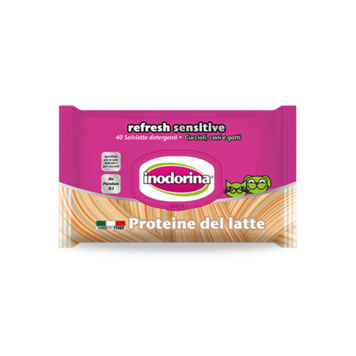 Inodorina: Vlažne maramice za ljubimce Sensitive Milk Protein, 40 kom