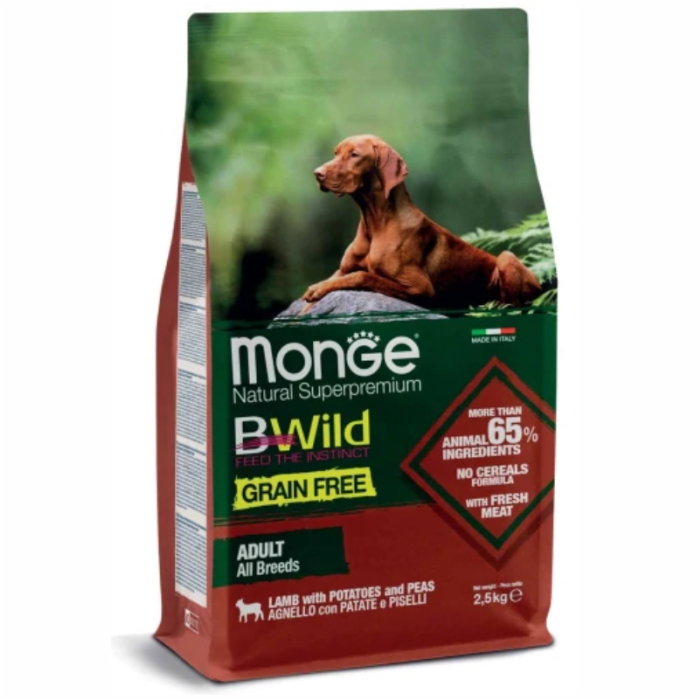 Monge Bwild: Hrana za odrasle pse Adult Grain Free, Jagnjetina