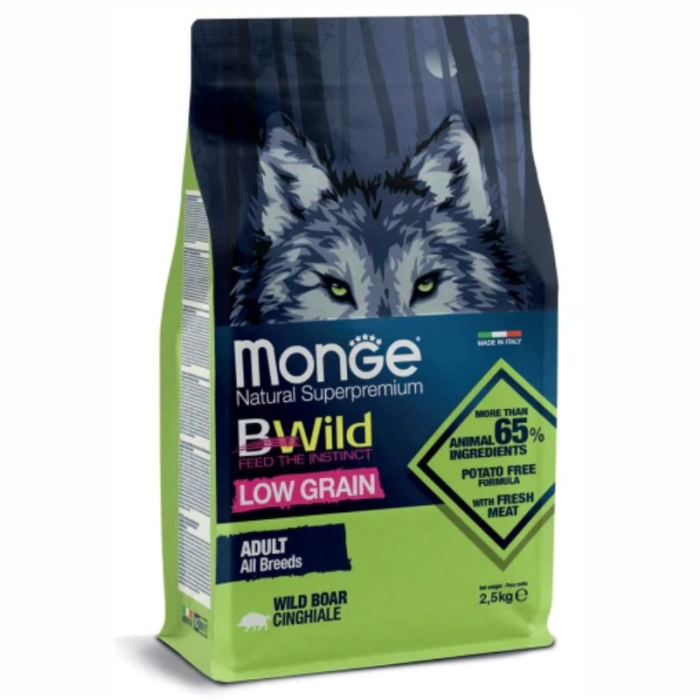 Monge Bwild: Hrana za odrasle pse Adult Low Grain, Vepar