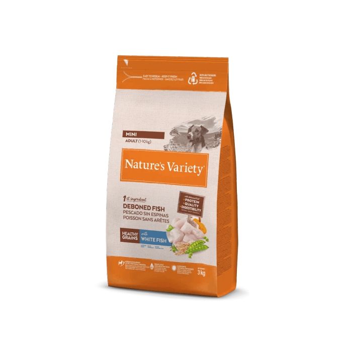 Nature’s Variety Healthy Grain: Hrana za pse Adult Mini, Bela riba, 1.5 kg