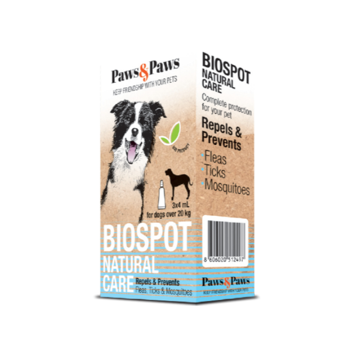 Paws and Paws: Prirodno sredstvo protiv parazita za pse preko 20 kg Biospot On, 3x4 ml