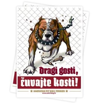 Watchdog: Nalepnica upozorenja za stan Pit Bul Smeđi/Beli
