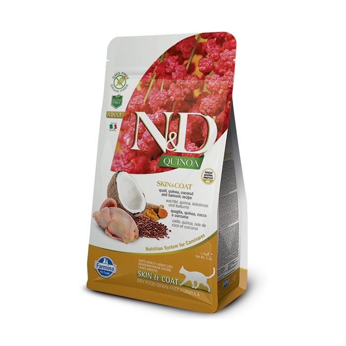 N&D Quinoa: Hrana za mačke sa problematičnom kožom Skin and Coat, Prepelica & Kinoa