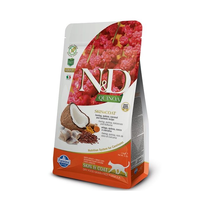 N&D Quinoa: Hrana za mačke sa problomatičnom kožom Skin and Coat, Haringa & Kinoa