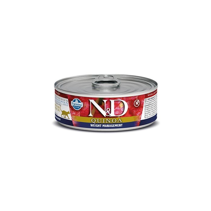 N&D Quinoa: Vlažna hrana za gojazne mačke Weight Management, 12 x 80 gr