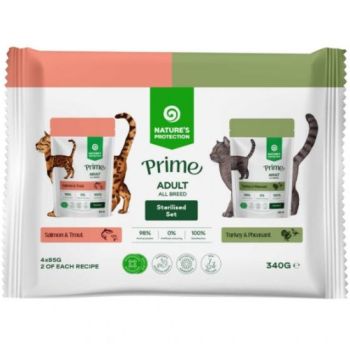 Nature’s Protection Prime: Preliv za sterilisane mačke Adult Sterilized Flowpack, 85 gr x 4 kom