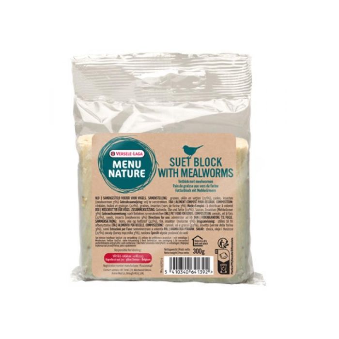 Menu Nature: Masni blok sa brašnastim crvima Suet Block with Mealworms, 300 gr