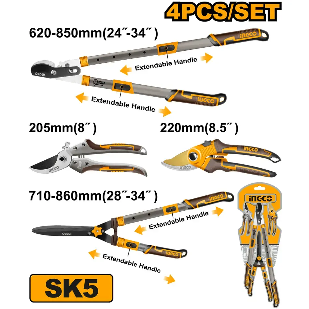 HLT93401 BAŠTENSKE MAKAZE ZA OREZIVANJE SET 4/1 SUPER INGCO
