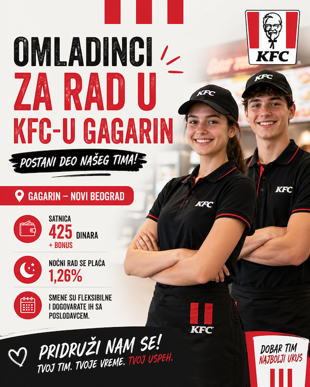 Omladinci Za Rad U KFC-U Gagarin Privremeni poslovi Novo