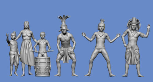 Germania-Figuren 72-MAYA-0005 Mayan - At The Ball Field - Various Spectators II