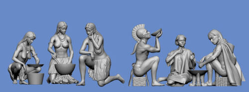 Germania-Figuren 35-MAYA-0010 The Women Of The Maya Prepare The Food And The Men Attend The Meal