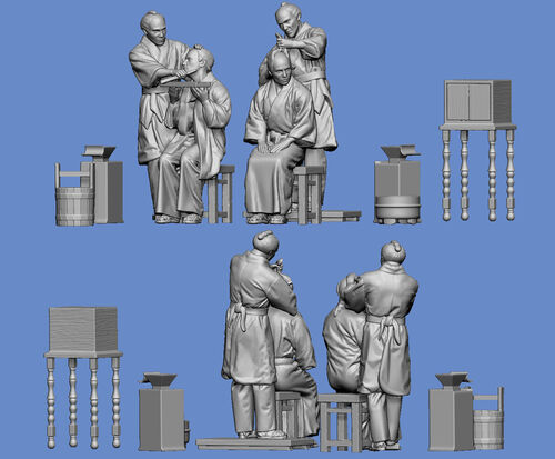 Germania-Figuren 48-5806 At The Barber Shop Japan EDO Era