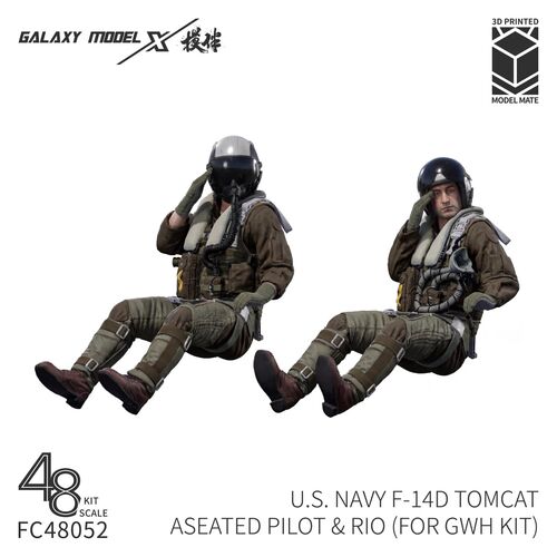 Galaxy-Model FC48052 US Navy F-14 D Tomcat Aseated Pilot & Rio (for GWH Kits / 3D-Printed)