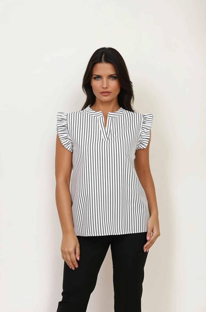 Viskozna prugasta bluza sa karnerima