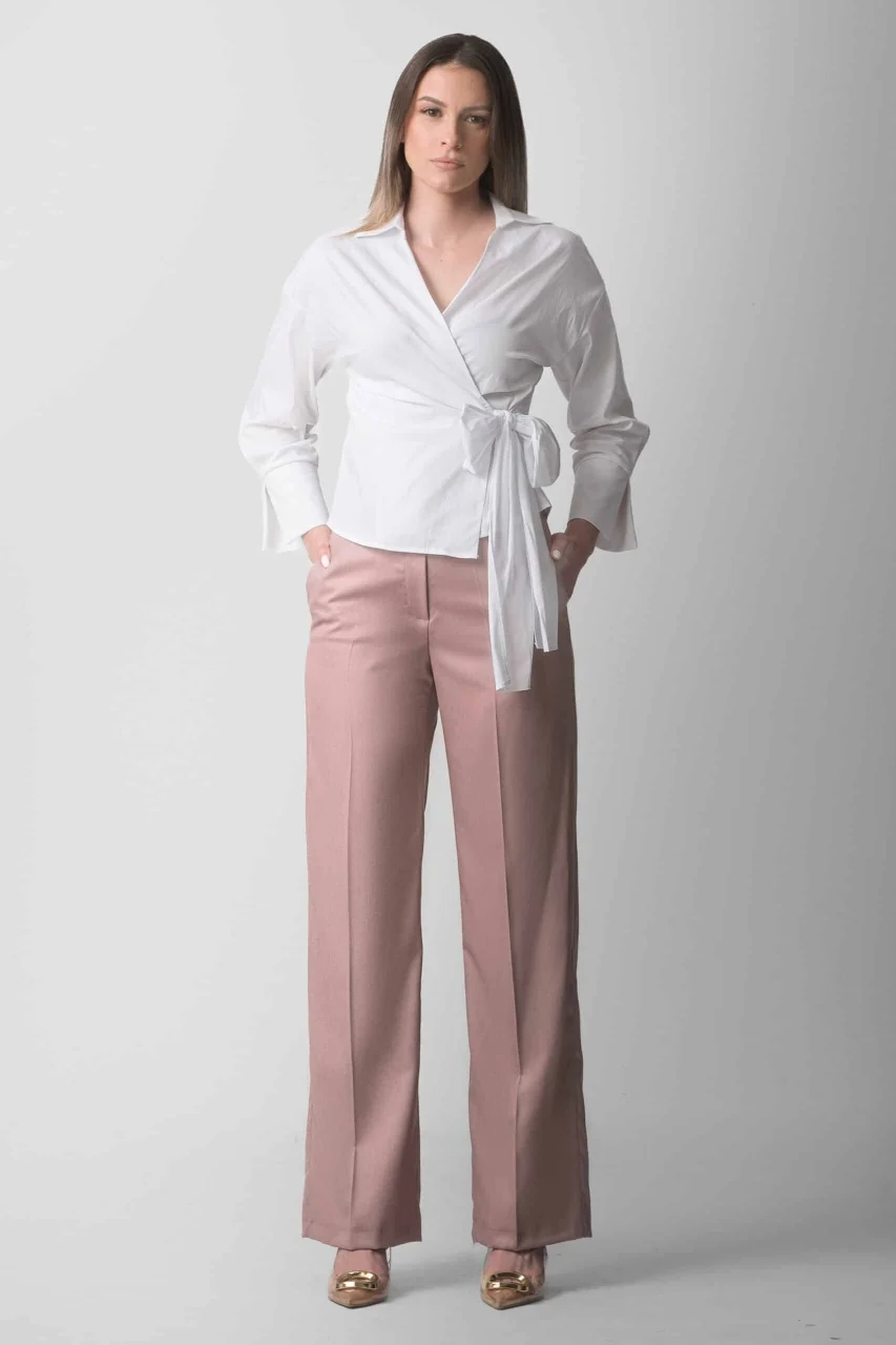 Ženske puder roze poslovne pantalone