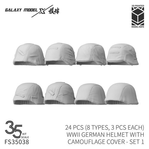 Galaxy-Model FS35038 German WWII Helmet with Camouflage Cover - Set 1 (3D-Printed)
