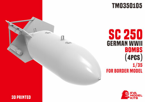 NEW! EVA Model Kits TM0350105 German WWII Bombs SC 250 for Border Model He-111 Kits (4 pcs / 3D-Printed)