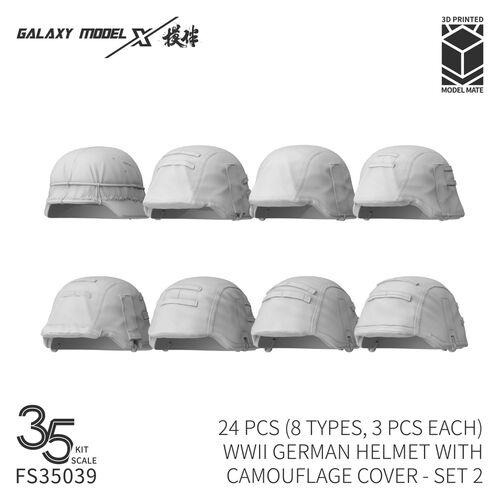 Galaxy-Model FS35039 German WWII Helmet with Camouflage Cover - Set 2 (3D-Printed)
