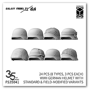 Galaxy-Model FS35041 German WWII Helmet with Standard & Field-Modified Variants (3D-Printed)