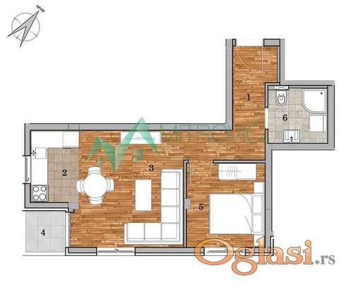 Dvosoban stan u izgradnji 44m2 - Telep