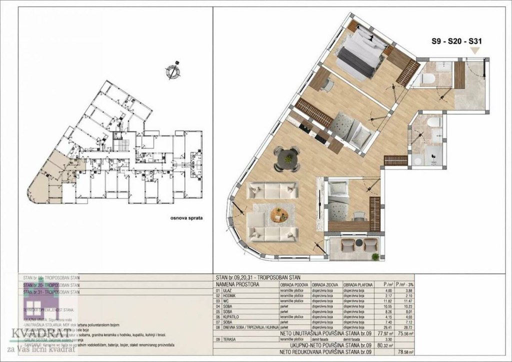 Troiposoban stan, Beograd - Rvati | Prodaja · 78m² · 141.400€