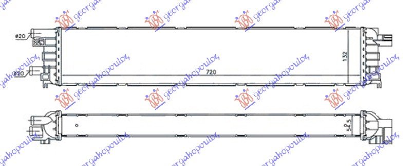 HLADNJAK MOTORA DODATNI 3.0 TFSI/S4 BENZIN - 2.0 TDi DIZEL (720x132x55) (NRF)