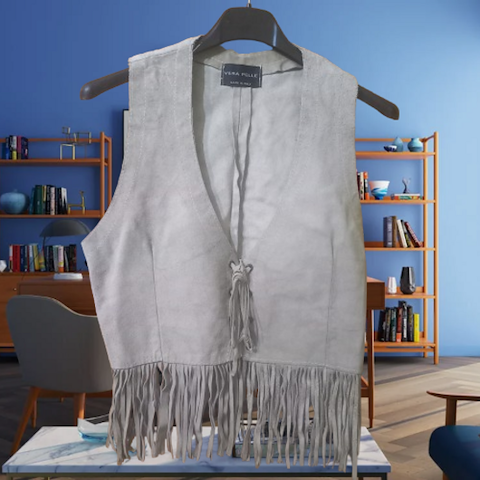 Kožni antilop prsluk S – Made in Italy boho