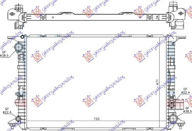 HLADNJAK MOTORA 2.0/3.0 TFSi HIBRID - 2.5 FSi BENZIN - 3.0 TDi DIZEL (720x470x32) (NRF)