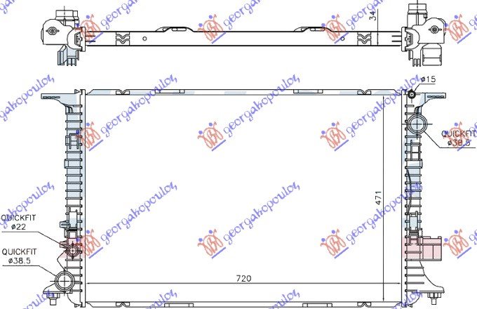 HLADNJAK MOTORA 4.0 TFSi 4.2-6.3 FSi BENZIN / 4.2 TDi DIZEL (720x470x32) (NRF)