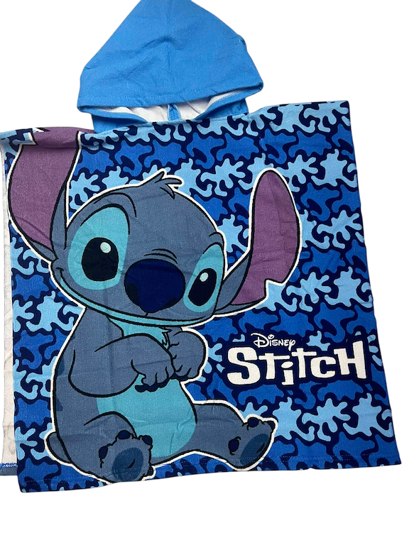 Dečiji pončo peškir sa kapuljačom – Pončo Stich plavi – Peškir sa kapuljačom lin-013