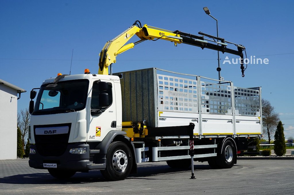 DAF LF 250 / 4X2 / SKRZYNIOWY - 7.30 + HDS HYVA HB 150XE3 / STEROWAN kamion s ravnom platformom
