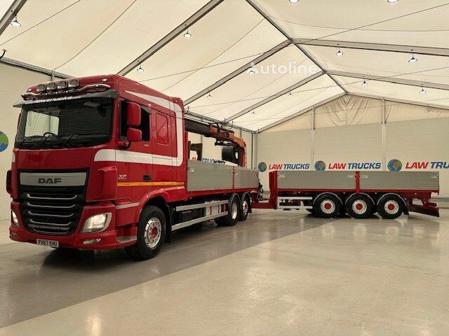 DAF XF 510 kamion s ravnom platformom + prikolica sa ravnom platformom