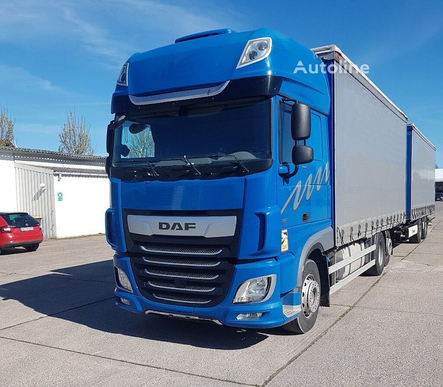 DAF XF 450 Edscha kamion sa klizna zavesa cerada + prikolica sa kliznom ceradom