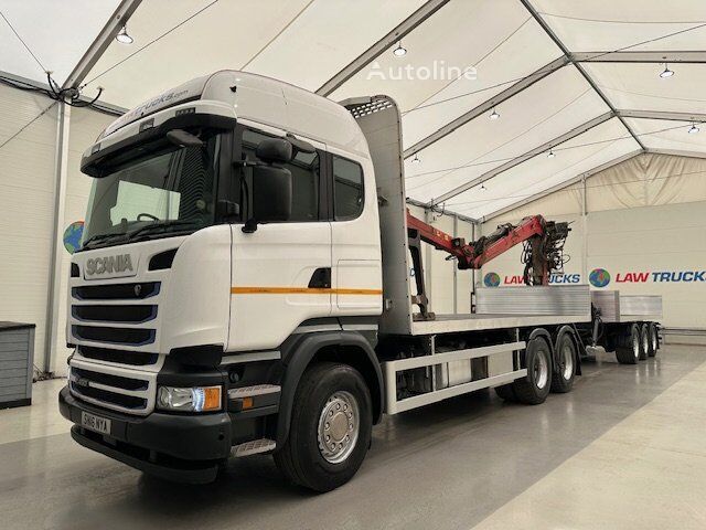 Scania R450 kamion platforma + prikolica platforma
