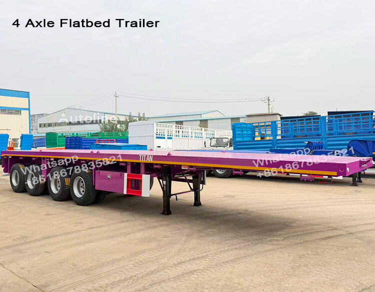 Nova Titan 4 Axle Semi Truck Flatbed Trailer for Sale poluprikolica platforma