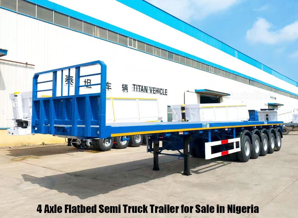 Nova Titan 4 Axle Flatbed Semi Truck Trailer for Sale in Nigeria poluprikolica platforma