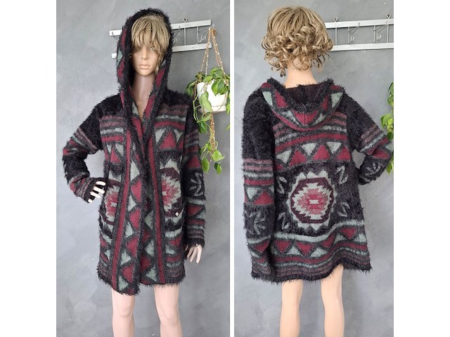 Attrattivo aztec kardigan za kapuljacom S