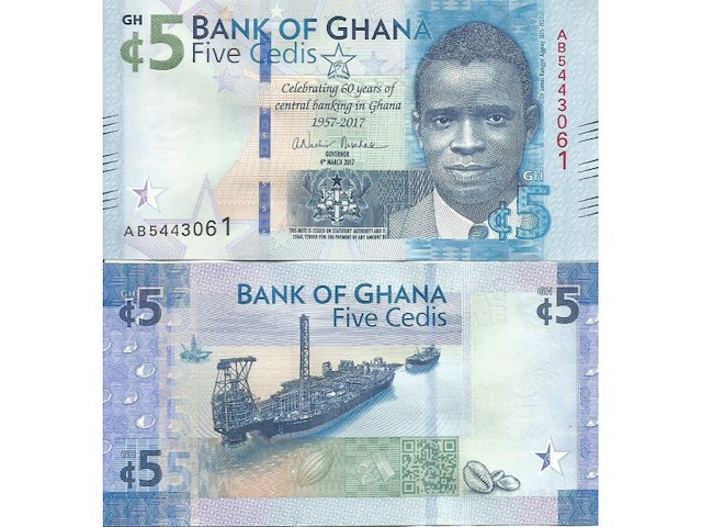GHANA 5 cedis 2017. UNC Commemorative
