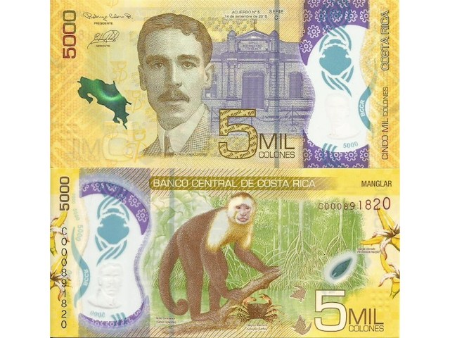 Costa Rica 5000 colones 2018 (2020) UNC Polymer