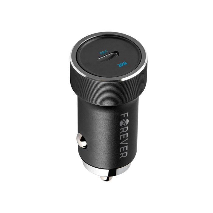 Forever CC-06 PD QC (USB-C) 20W Auto punjač crni